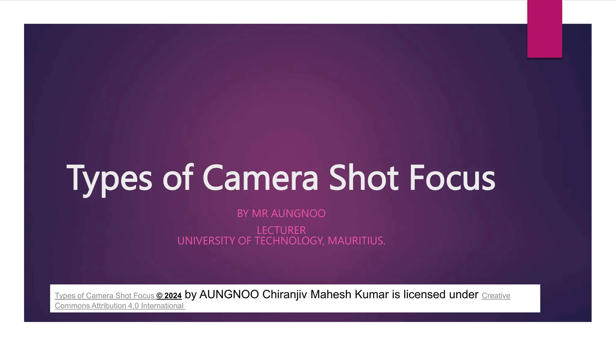An Introduction to Types of Camera Shot Focus | PPTX