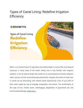 Types of Canal Lining_ Redefine Irrigation Efficiency.pdf