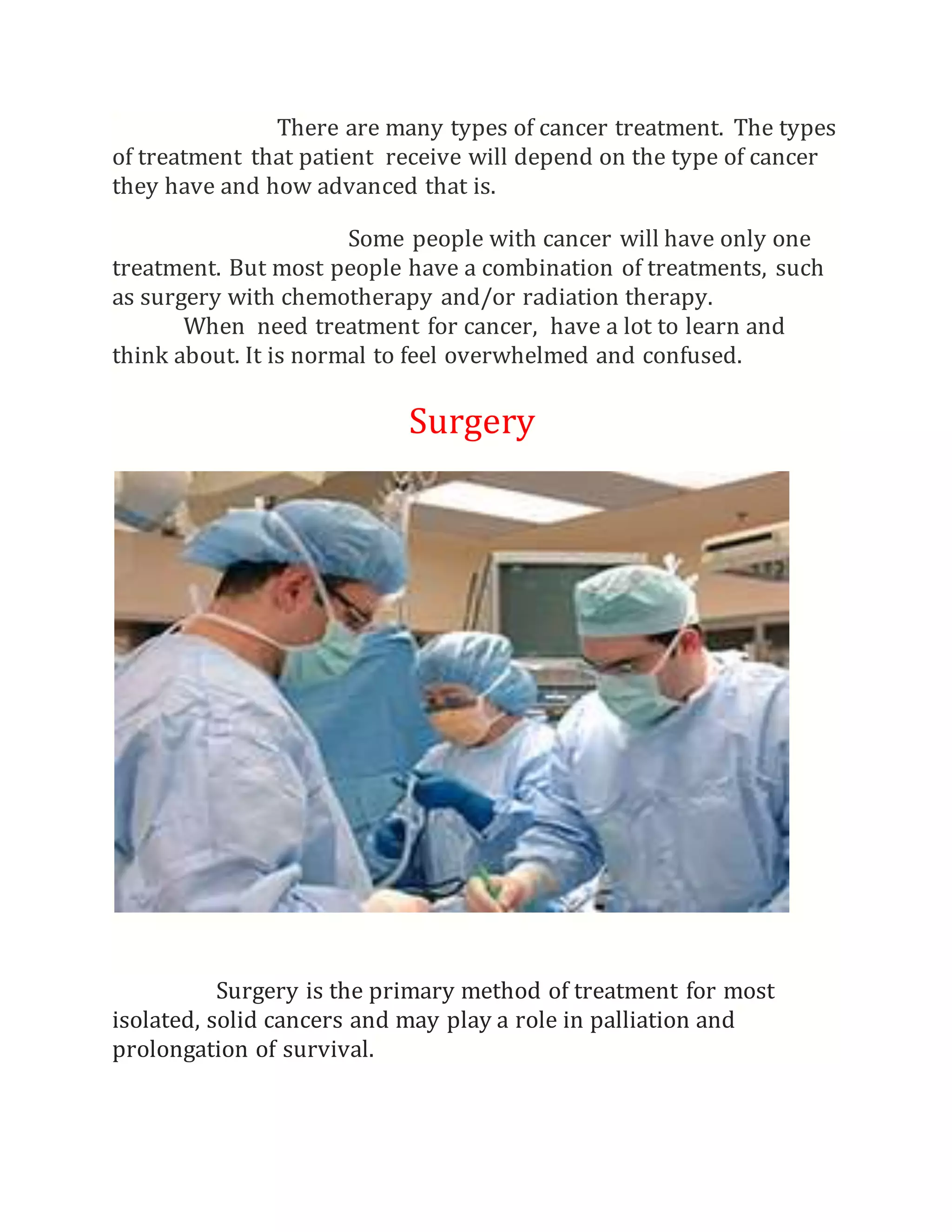 Types of cancer treatment | DOCX