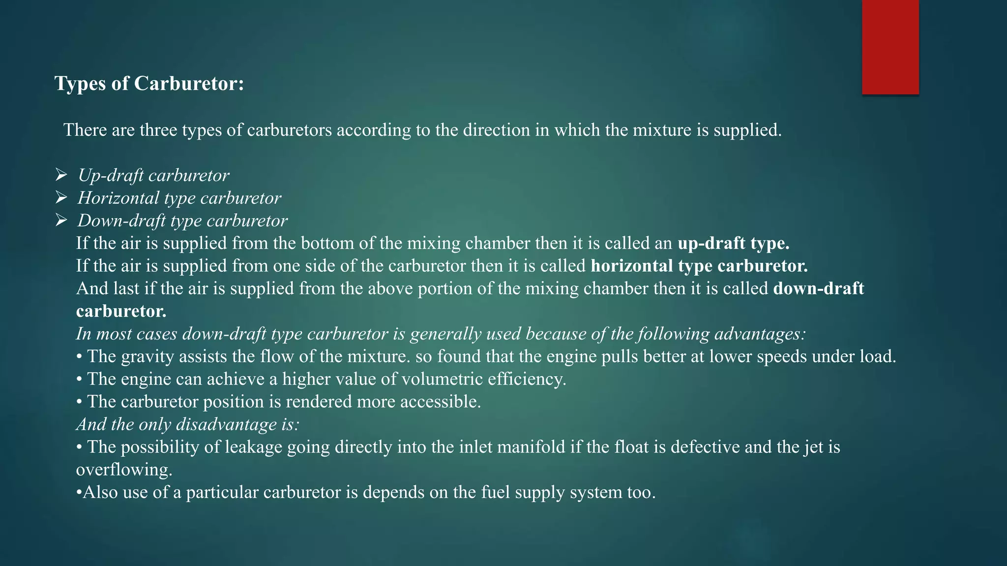 TYPES OF CARBURETORS | PPTX | Automotive