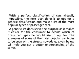 Types of cars | PPTX