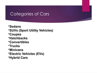Types_of_Cars_Presentation, Jenis jenis Mobil | PPTX