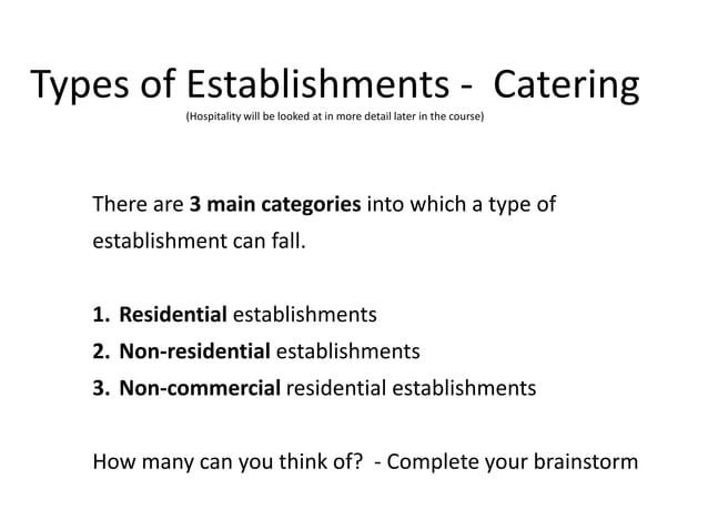 Types of catering establishments | PPTX
