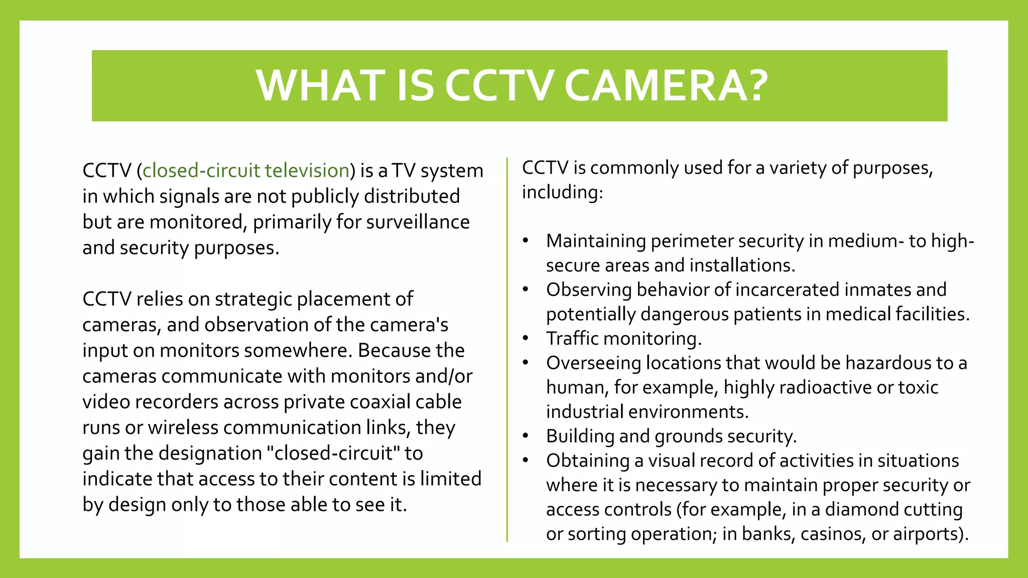 Types of cctv cameras | PPTX