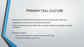Types of cell culture | PPTX