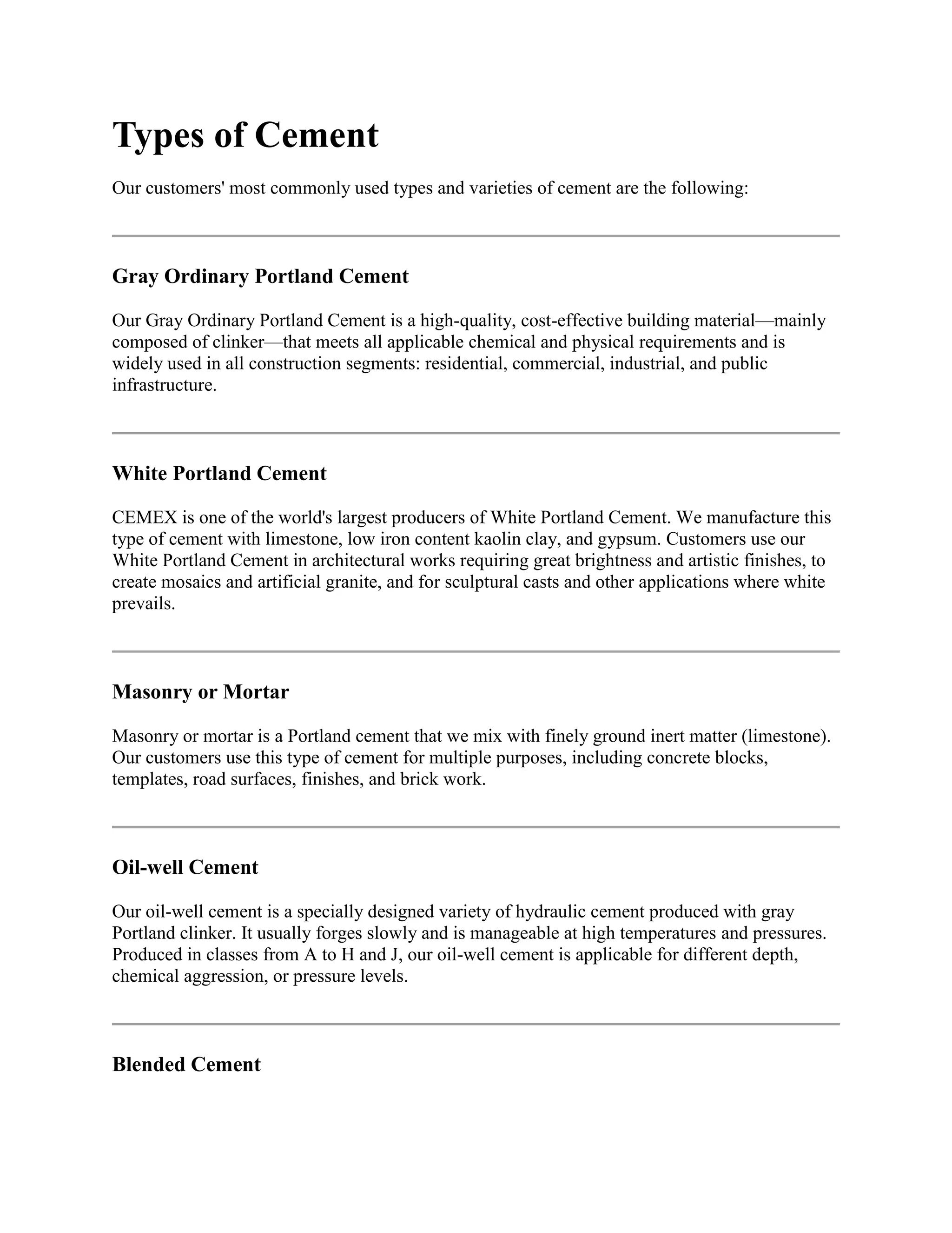 Types of cement | DOCX