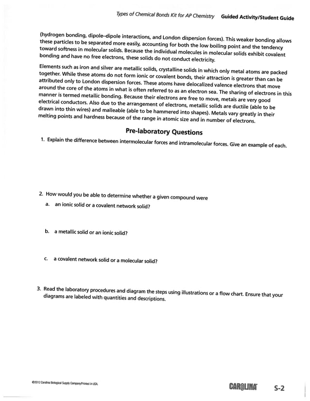 Types of chemical bonds lab | PDF
