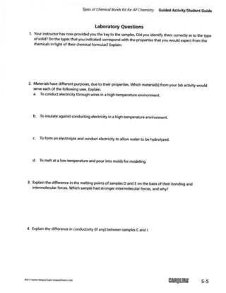 Types of chemical bonds lab | PDF
