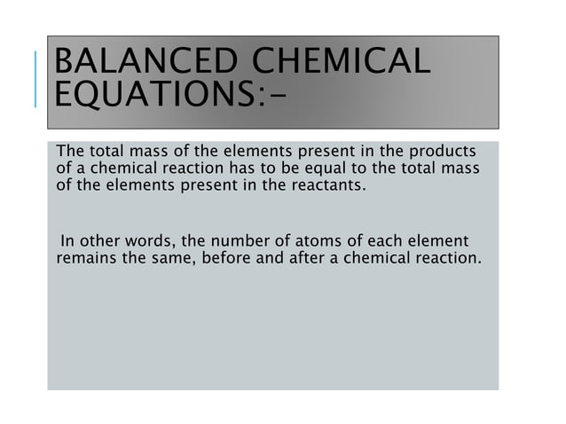 Chapter 1 chemistry chemical Equations and Reactions | PPT