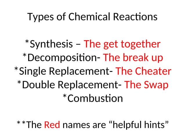 Types of Chemical Reactions. .ppt | Chemistry | Science