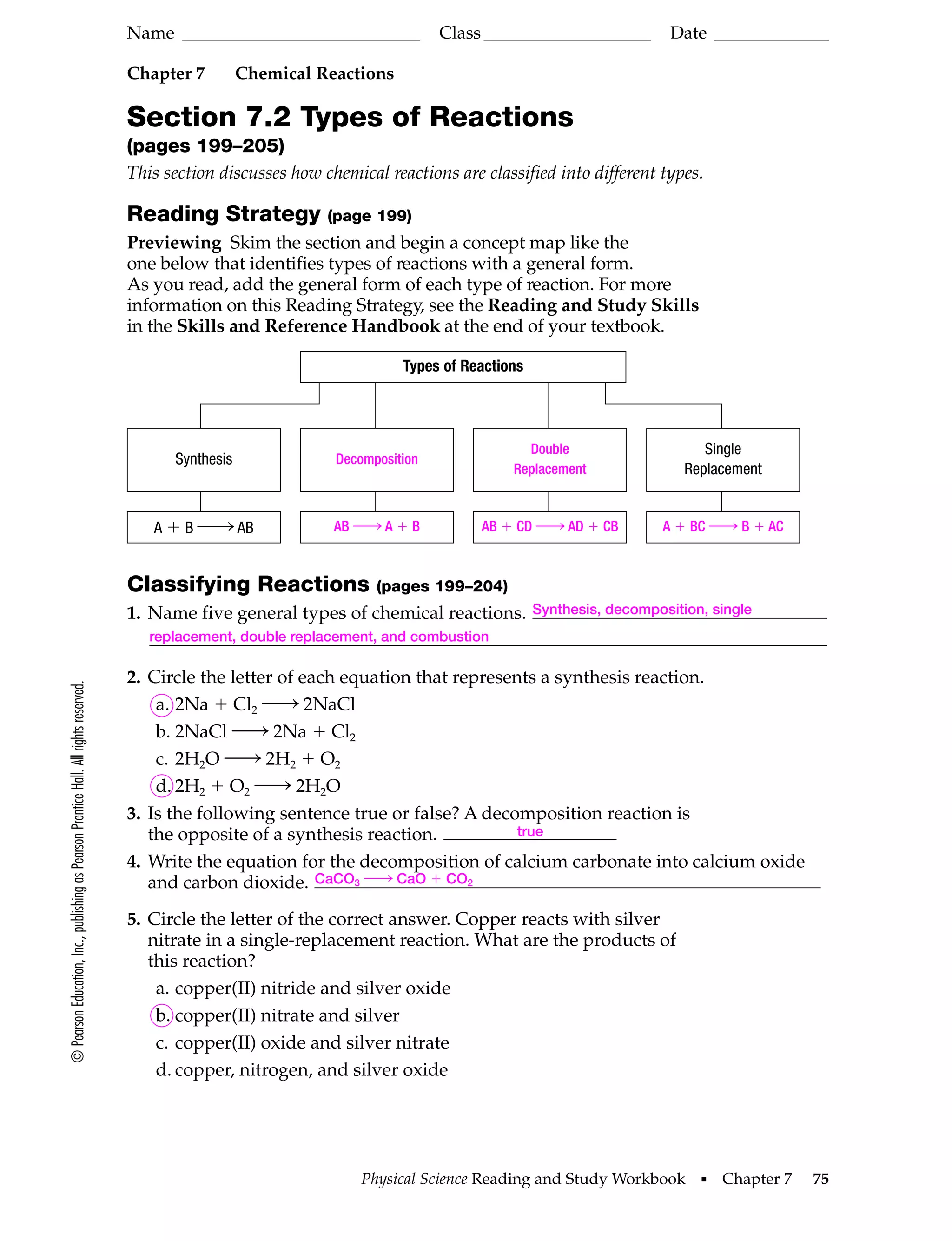 Types of chemical reactions document | PDF