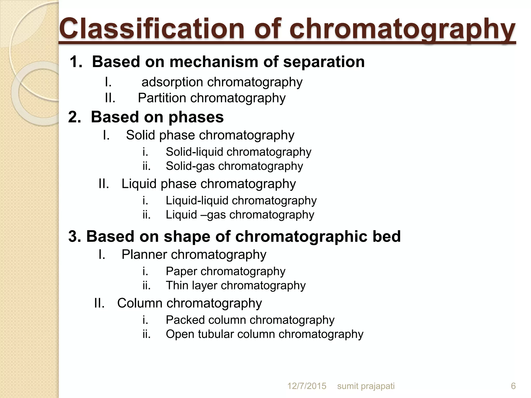 Types of chromatographic methods | PPTX