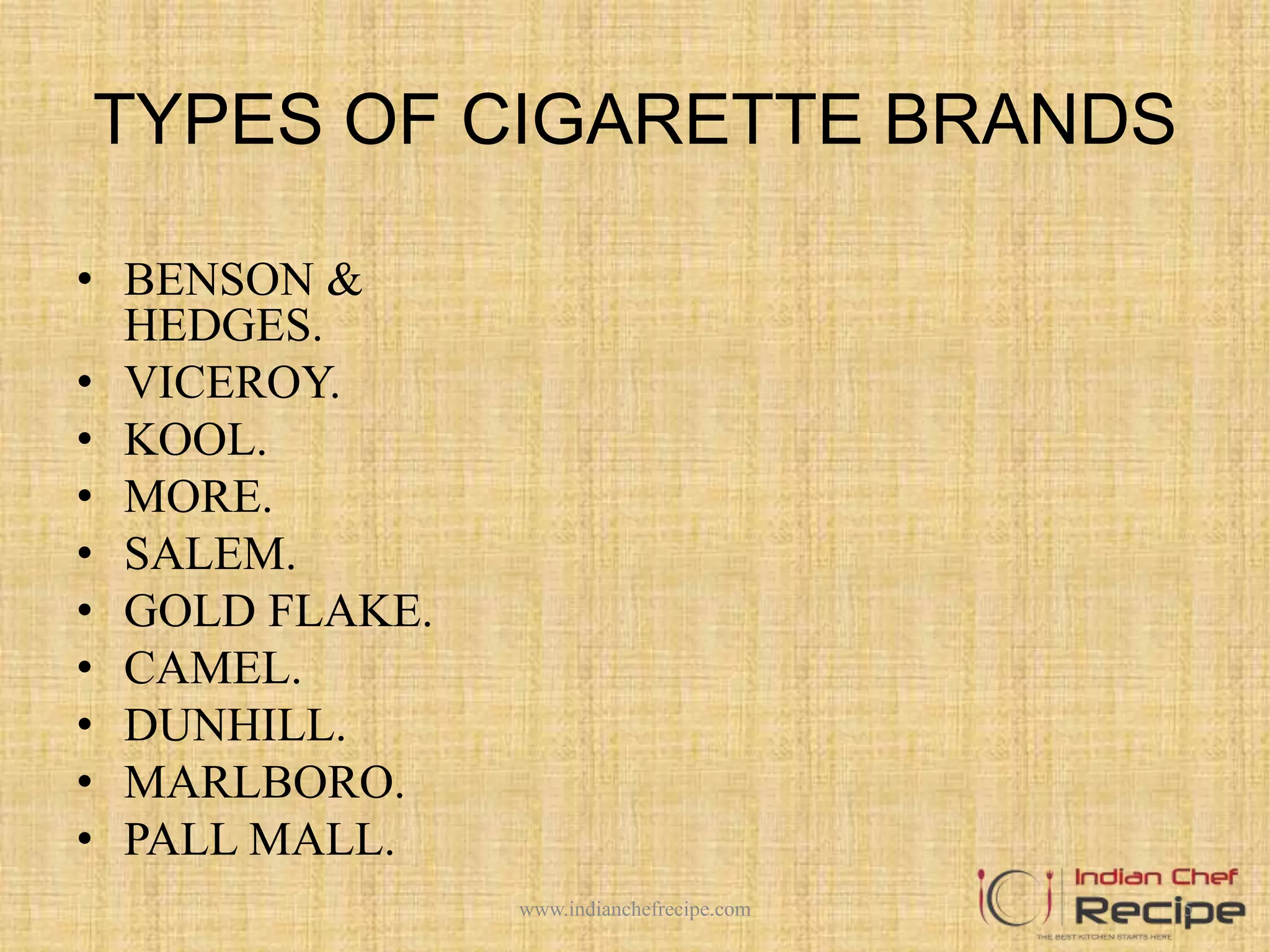 Types of cigarette brands | PPTX