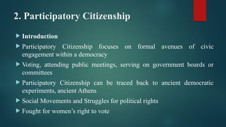 Types of Citizenship, active, participatory and digital citizenship | PPTX