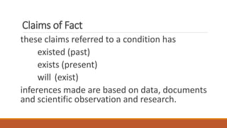 Types of Claims - Fact for Reading and Writing Skills | PPTX | Science