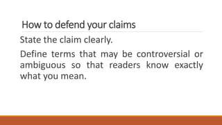 Types of Claims - Fact for Reading and Writing Skills | PPTX | Science