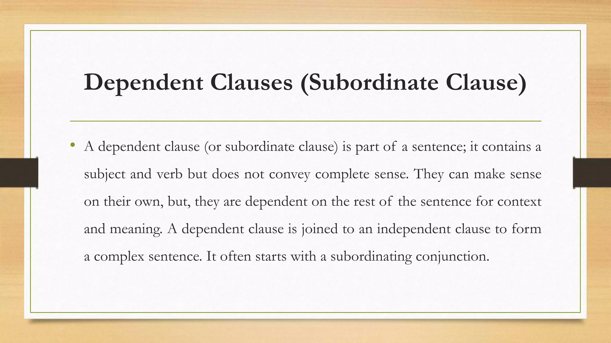 Types of Clauses in English Grammar | PPTX