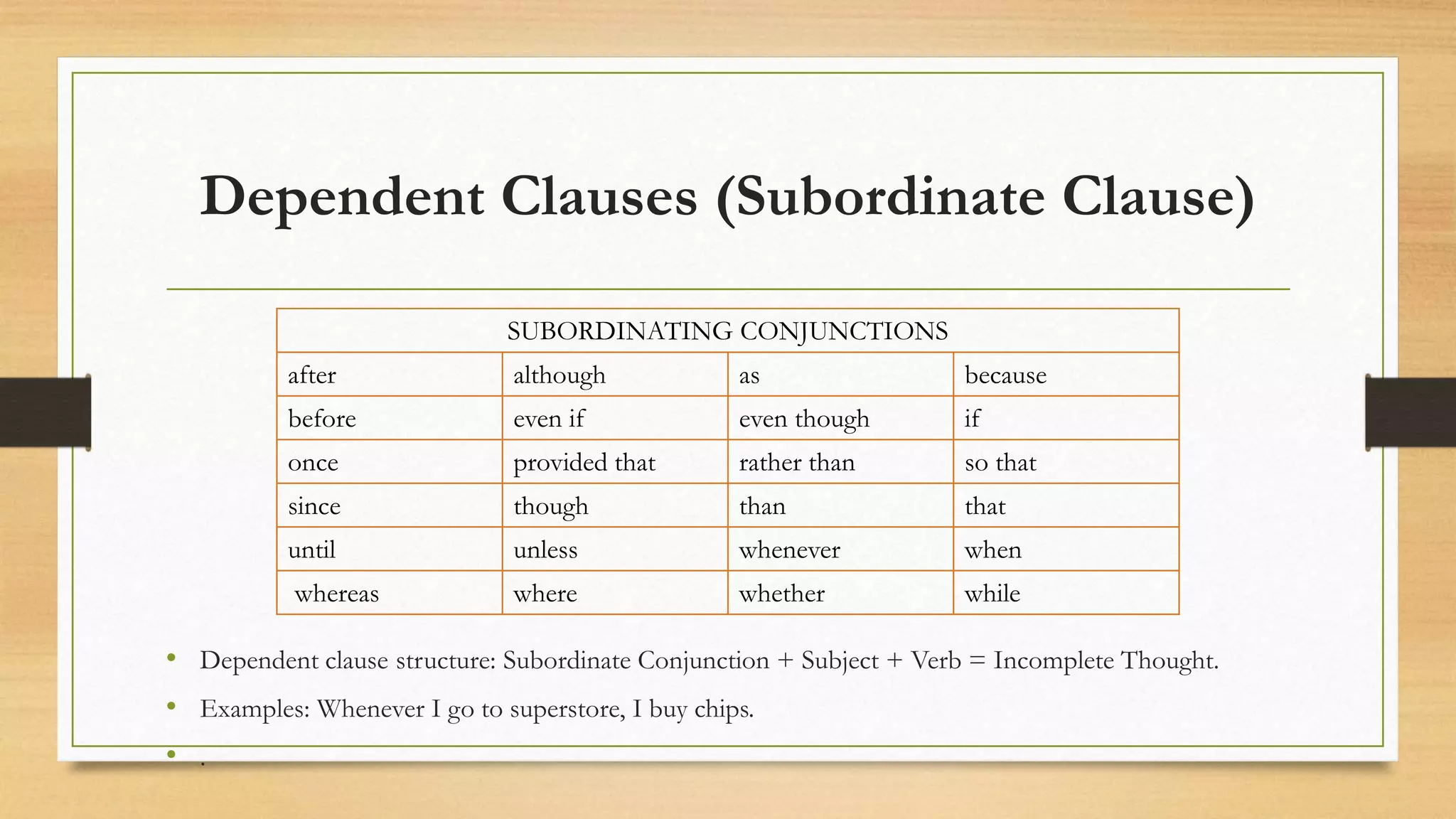 Types of Clauses in English Grammar | PPTX