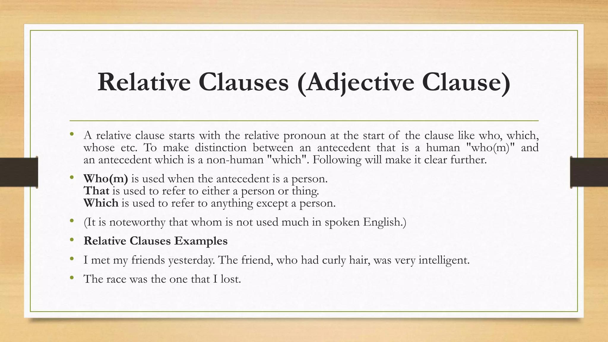 Types of Clauses in English Grammar | PPTX