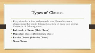 Types of Clauses in English Grammar | PPTX