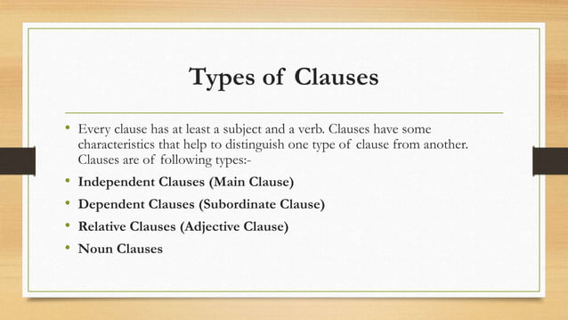 Types of Clauses in English Grammar | PPTX | Programming Languages | Computing