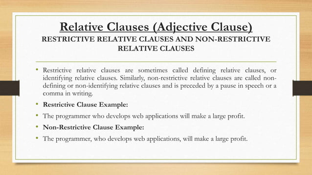 Types of Clauses in English Grammar | PPTX | Programming Languages | Computing
