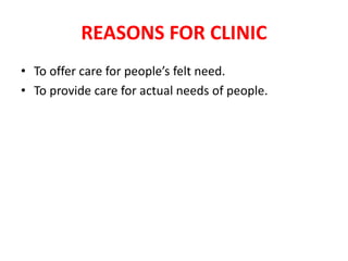 Type of clinics in community | PPTX
