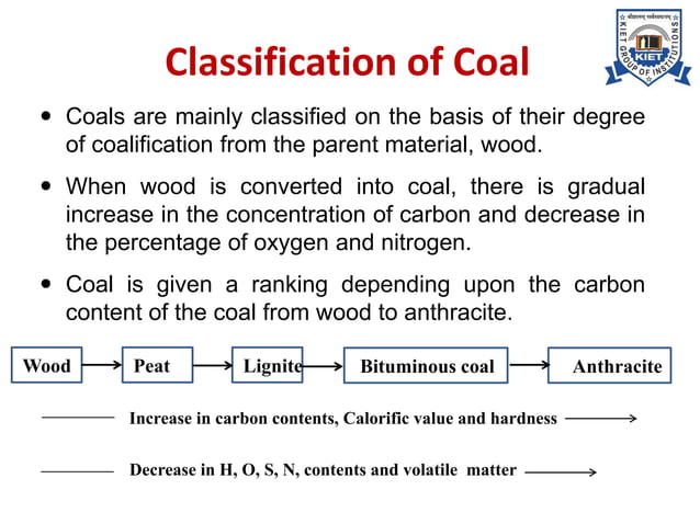 Types of coal, ranking of coal and their properties.pptx | Science