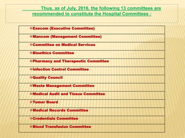 Types of committees in a hospital by Dr.Mahboob Khan Phd | PPTX ...