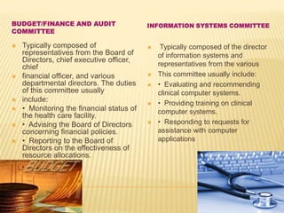 Types of committees governing health care teams | PPTX