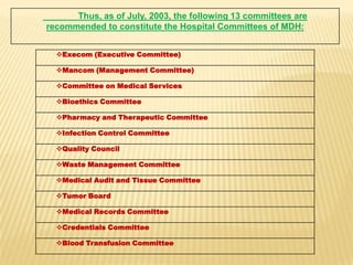 Types of committees governing health care teams | PPTX