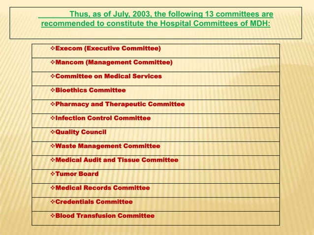 Types of committees governing health care teams | PPTX | Infectious ...