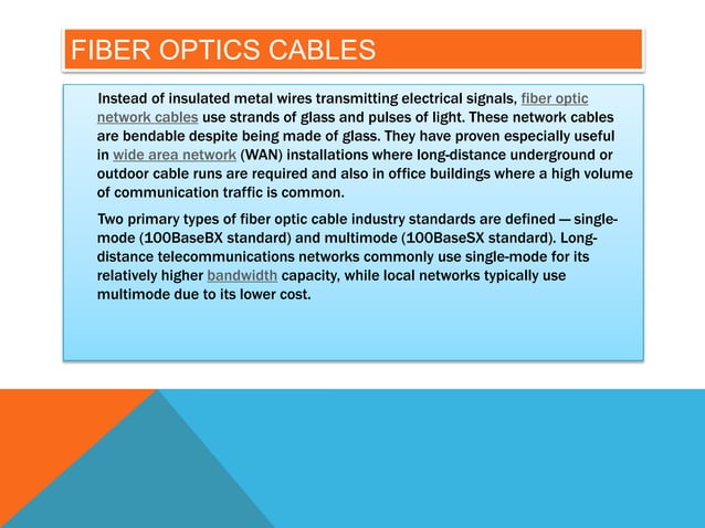 Types of communication cables | PPTX | Computer Networking | Computing