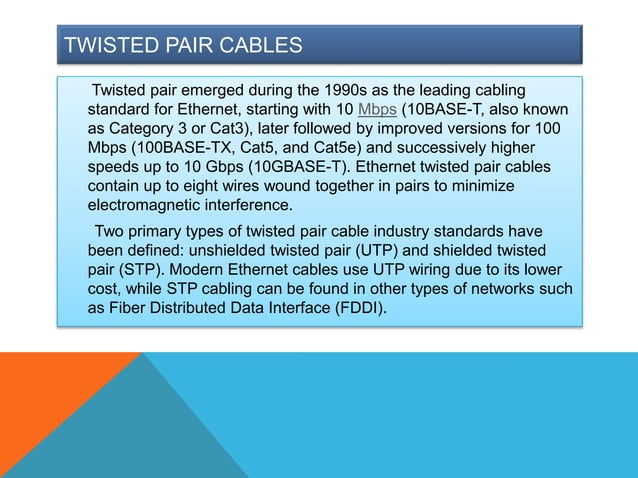 Types of communication cables | PPTX | Computer Networking | Computing
