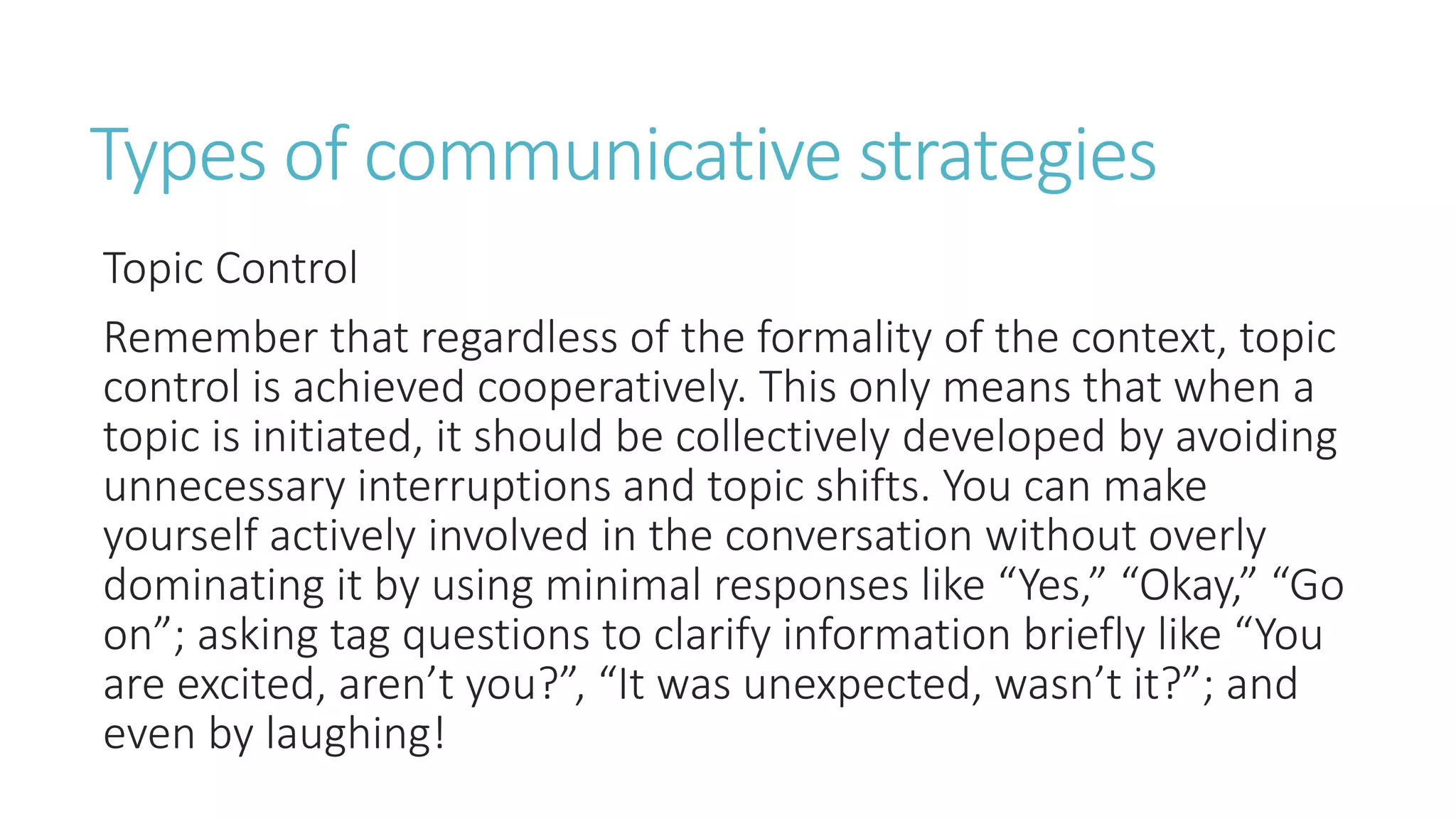 Types of communicative strategies | PPTX