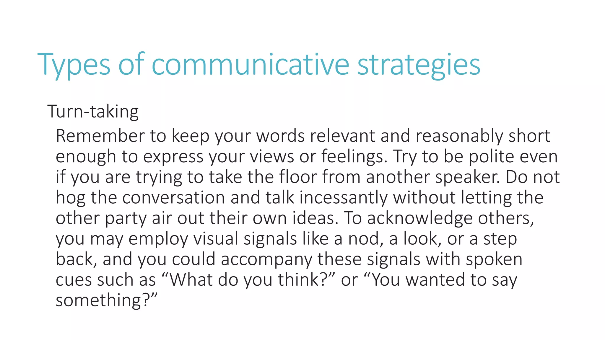 Types of communicative strategies | PPTX