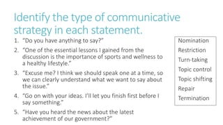 Types of communicative strategies | PPTX