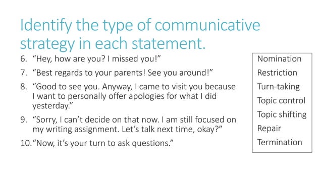 Types of communicative strategies | PPTX