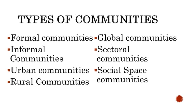 Types of Communities and Its Differences.pptx | Developmental Sites ...