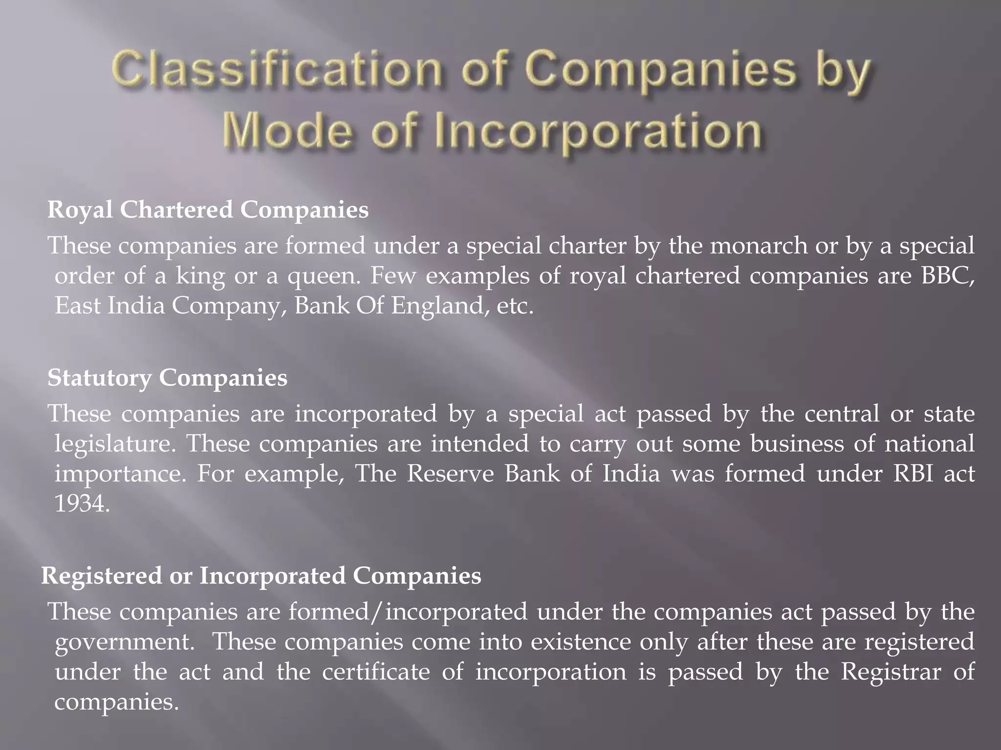 Types of Companies under Company Law | PPTX