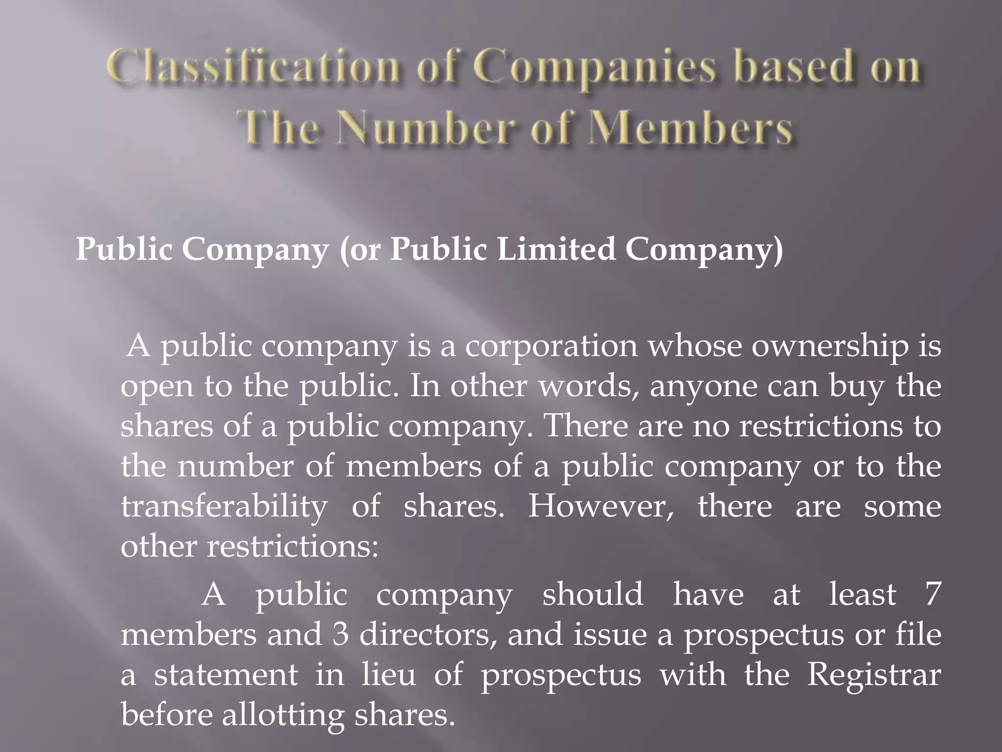 Types of Companies under Company Law | PPTX