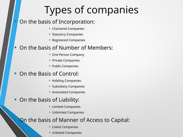 Types of Companies under company law.pptx