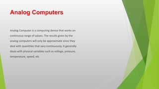 Types of computer | PPTX | Computing | Technology & Computing
