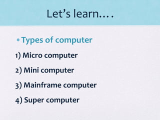Types of computer with description and example | PDF