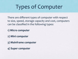 Types of computer with description and example | PDF