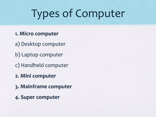 Types of computer with description and example | PDF