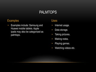 types of computer and their functions and uses. | PDF