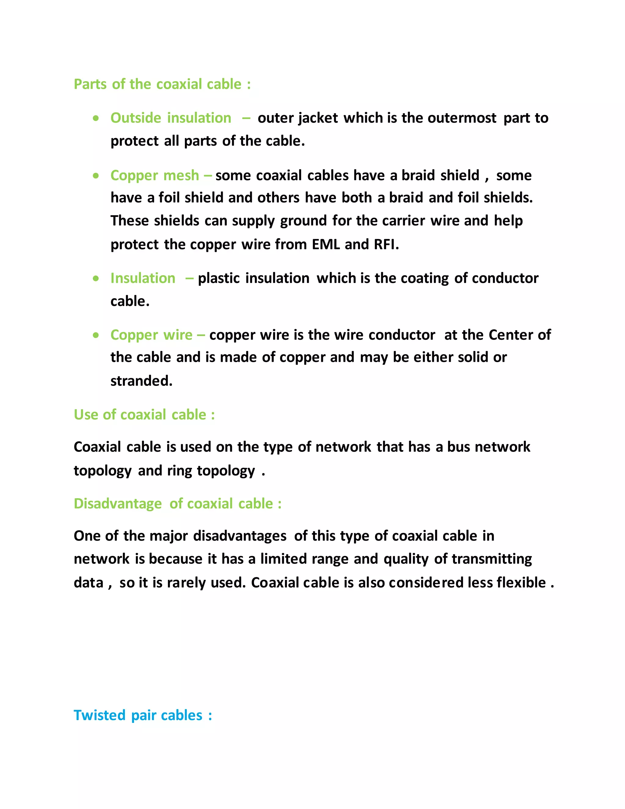 TYPES OF COMPUTER NETWORK CABLES | DOCX