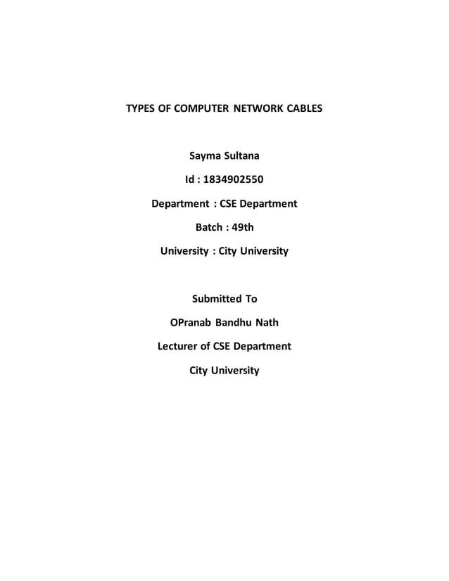 TYPES OF COMPUTER NETWORK CABLES | DOCX