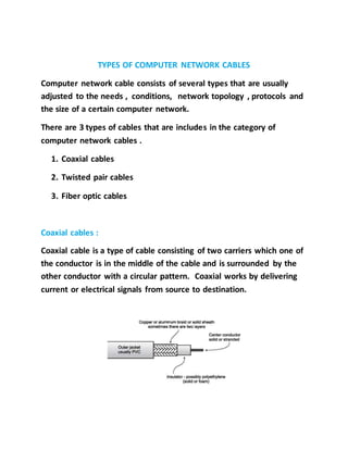 TYPES OF COMPUTER NETWORK CABLES | DOCX